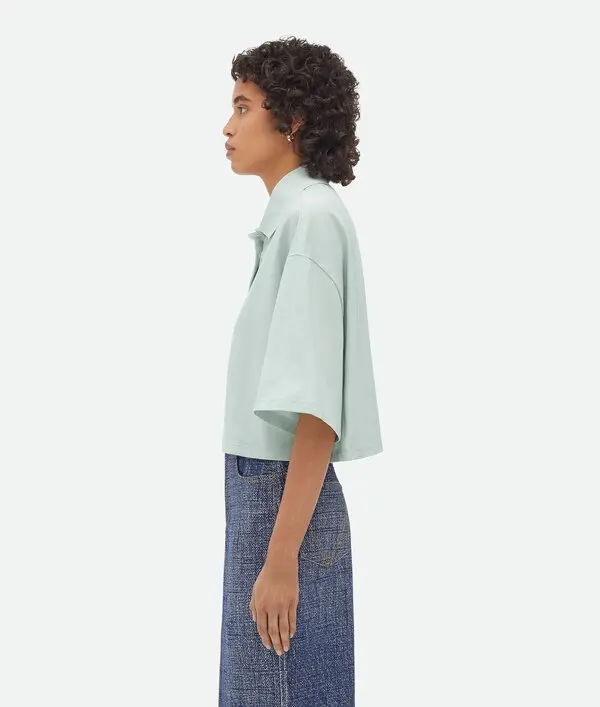 Bottega Veneta Cropped Polo Shirt With "bv" Embroidery