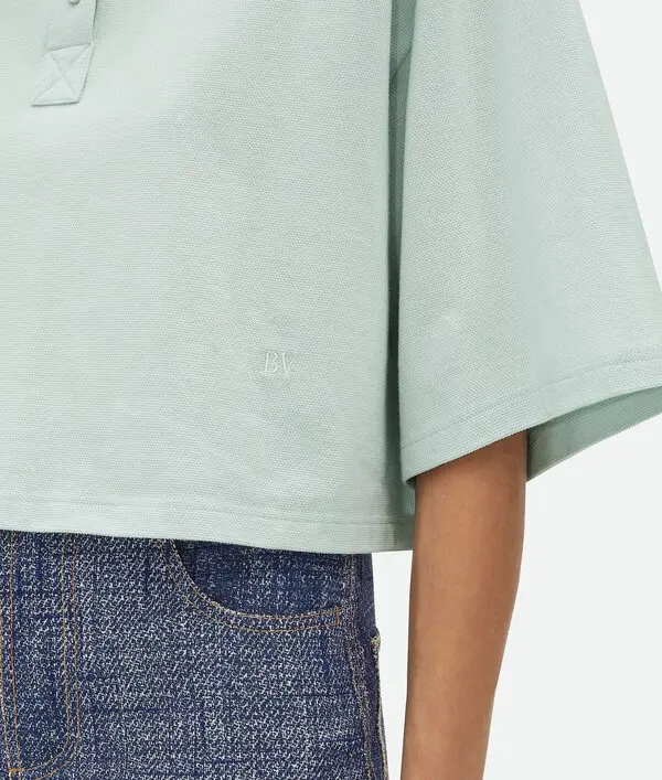 Bottega Veneta Cropped Polo Shirt With "bv" Embroidery