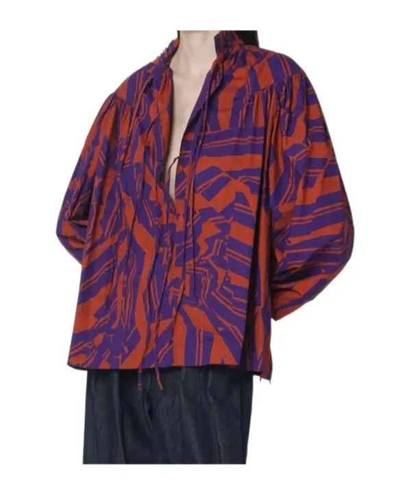 Dries Van Noten Printed Shirt With Ruffled Details - Red
