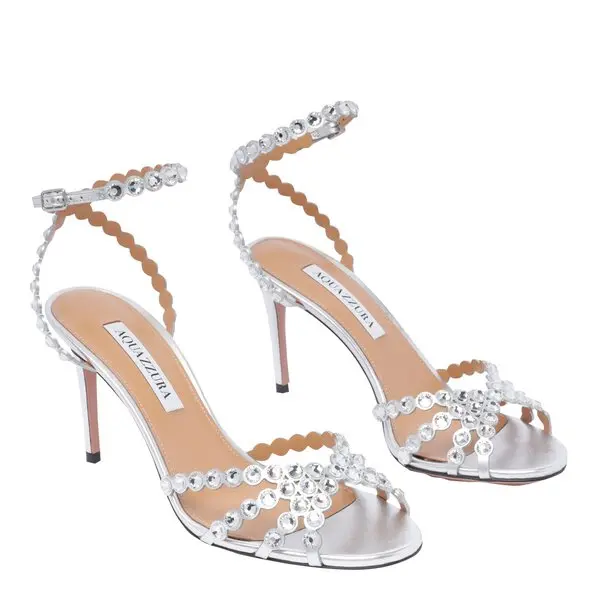 AQUAZZURA Crystal-embellished Tequila Sandals - Silver