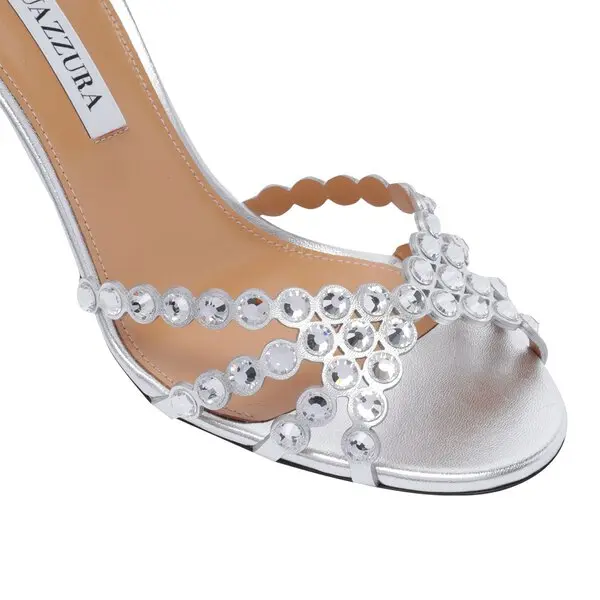 AQUAZZURA Crystal-embellished Tequila Sandals - Silver