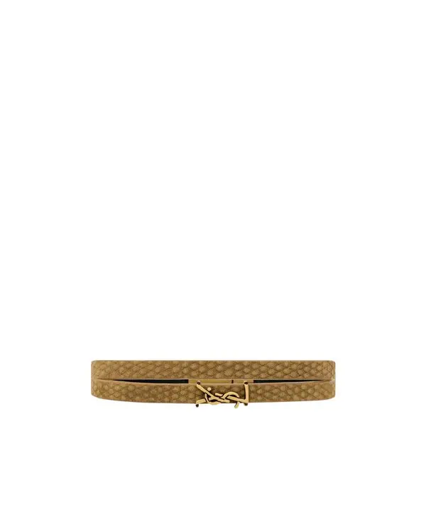 Saint Laurent Cassandre Double-wrap Bracelet In Leather - Beige/light Bronze