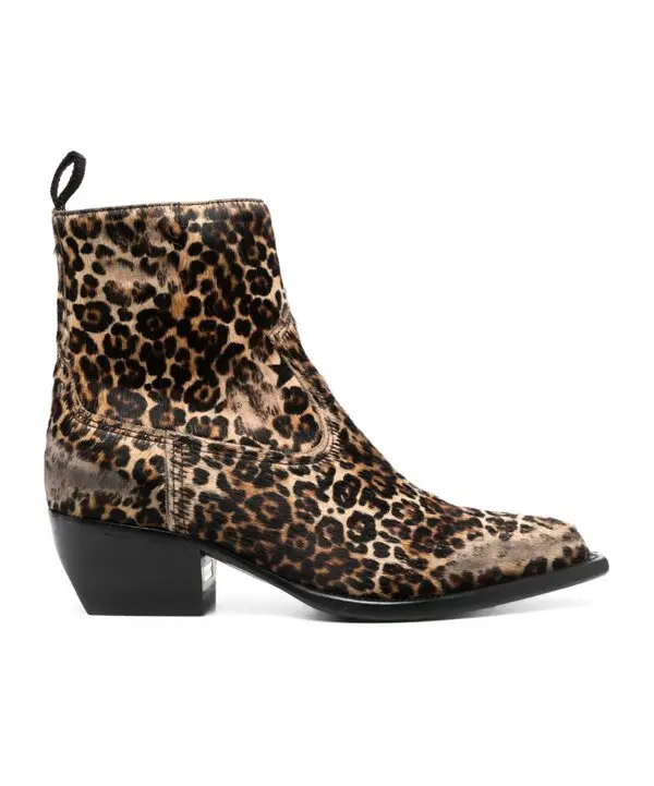 GOLDEN GOOSE Leopard Print Zip Up Boots