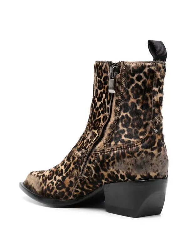 GOLDEN GOOSE Leopard Print Zip Up Boots