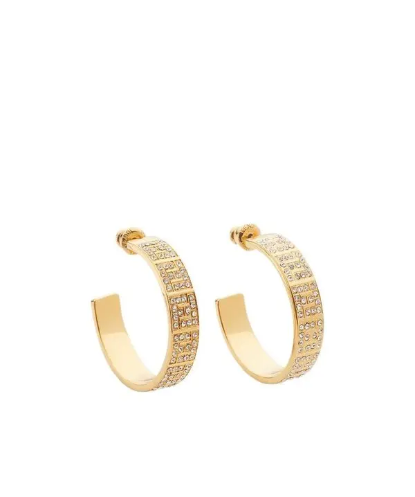 Fendi Embellished Hoop Earrings - Yellow