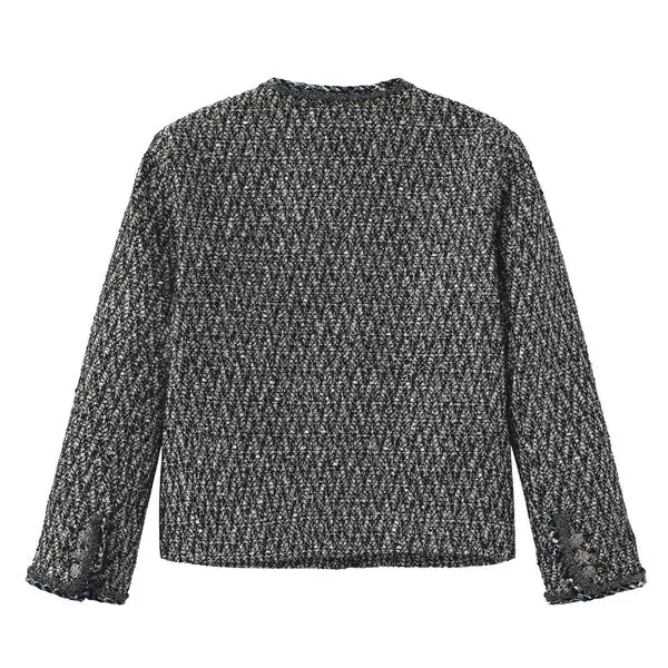 Marissa Chiara Textured V-neck Jacket With Chest Pockets