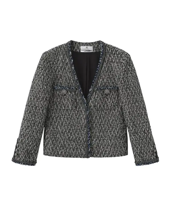 Marissa Chiara Textured V-neck Jacket With Chest Pockets