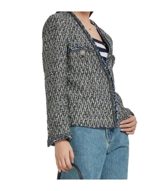 Marissa Chiara Textured V-neck Jacket With Chest Pockets
