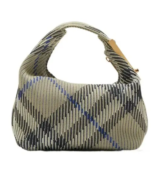 Burberry Mini Peg Checked Top Handle Bag - Moss