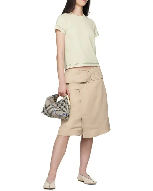 Burberry Mini Peg Checked Top Handle Bag - Moss