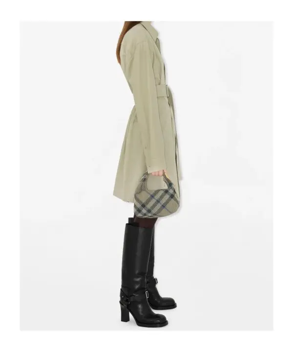 Burberry Mini Peg Checked Top Handle Bag - Moss