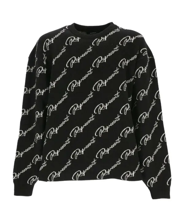 REPRESENT Intarsia-knit Logo Jumper - Black