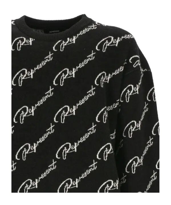 REPRESENT Intarsia-knit Logo Jumper - Black