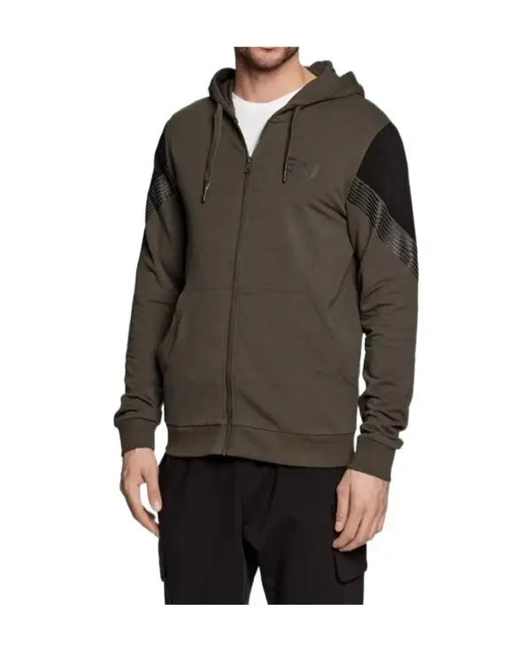 EA7 Logo Hooded Zip-up Casual Coat