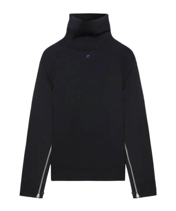 COURREGES Courrges Oversized Mock-neck Knitted Jumper - Black