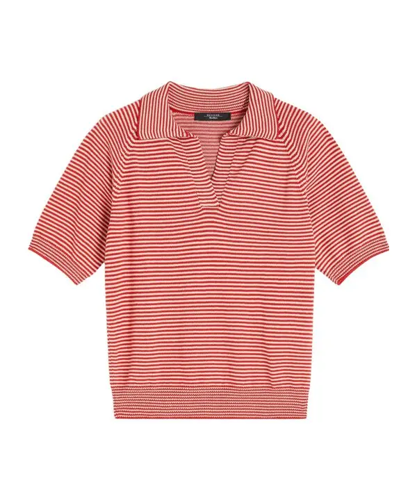 Max Mara Striped Cotton Yarn Polo Shirt - Red