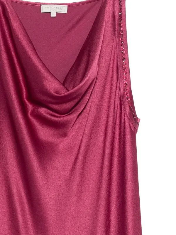 Antonelli Firenze Sleeveless Draped Neckline Maxi Dress - Red