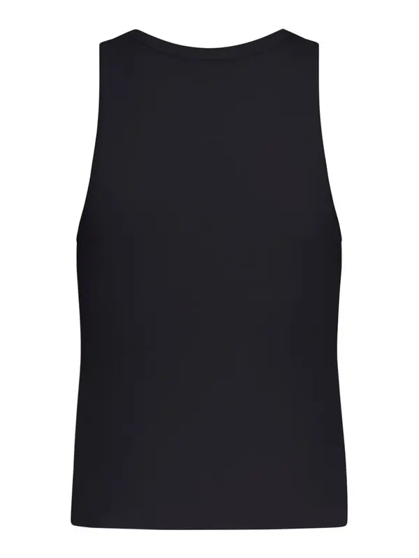 Celine Triomphe Tank Top In Ribbed Cotton Silk