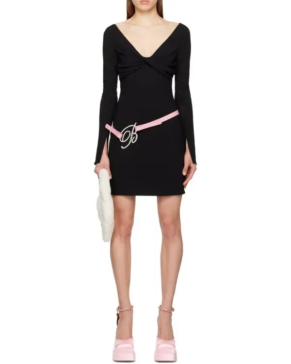 Blumarine Knotted Long Sleeve Mini Dress
