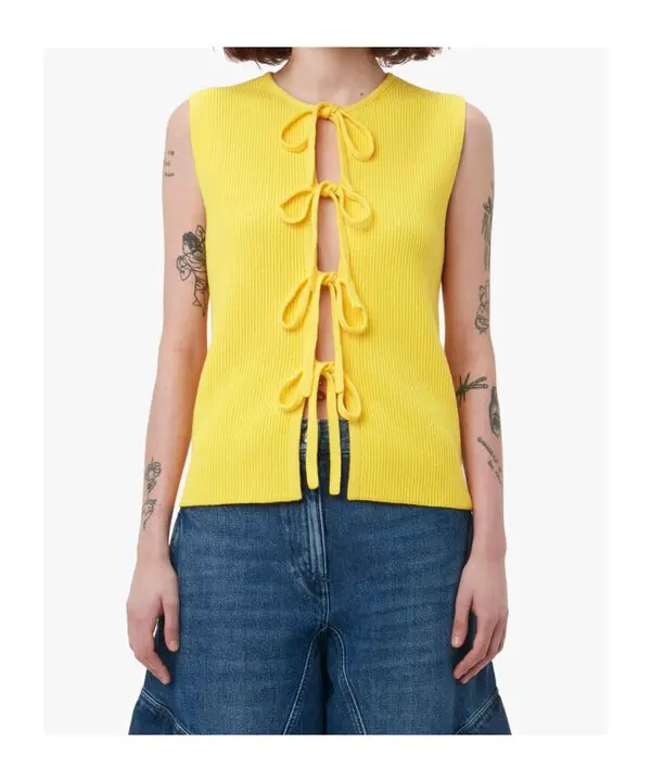 J.W.ANDERSON Bow Detail Ribbed Tank Top - Yellow
