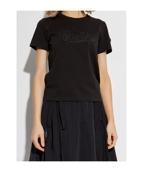Moncler Embroidered Logo Crewneck T-shirt - Black