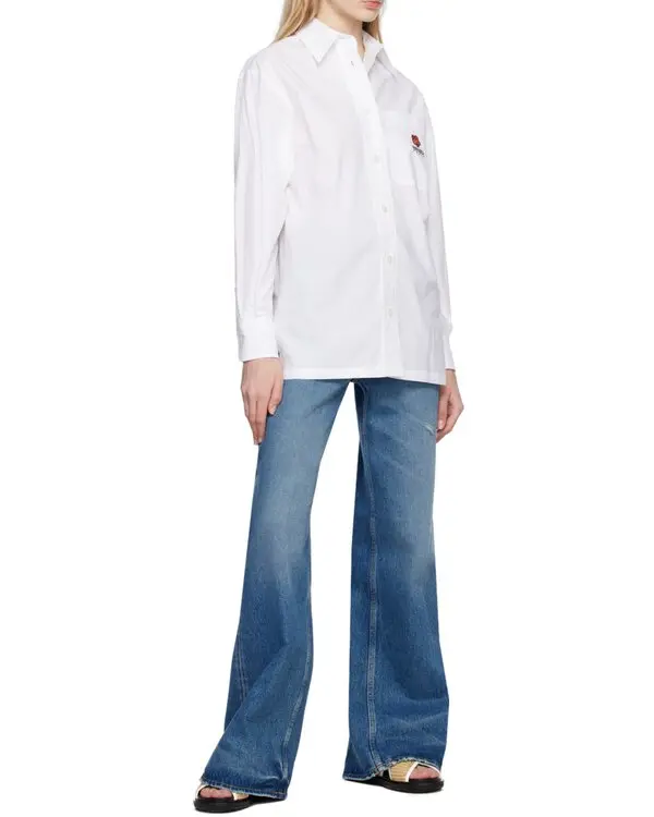 Kenzo Boke Flower Embroidered Oversized Shirt