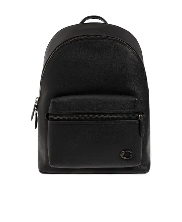 COACH Logo-plaque Leather Backpack - Black