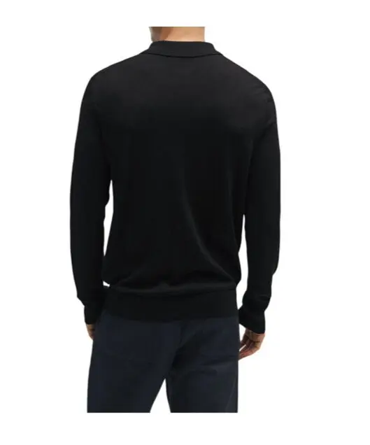 Hugo Boss Collarless Virgin Wool-blend Top - Black