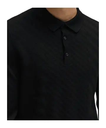 Hugo Boss Collarless Virgin Wool-blend Top - Black