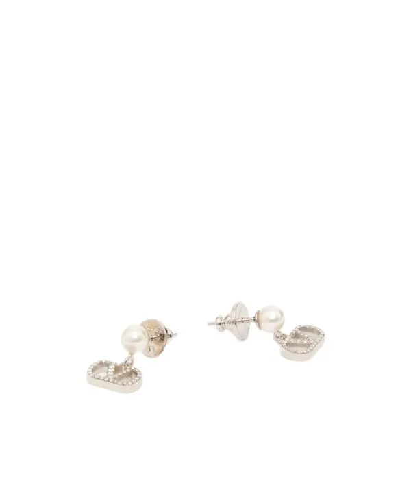 Valentino Garavani Vlogo Signature Embellished Pearl Earrings - Palladium/cream/crystal