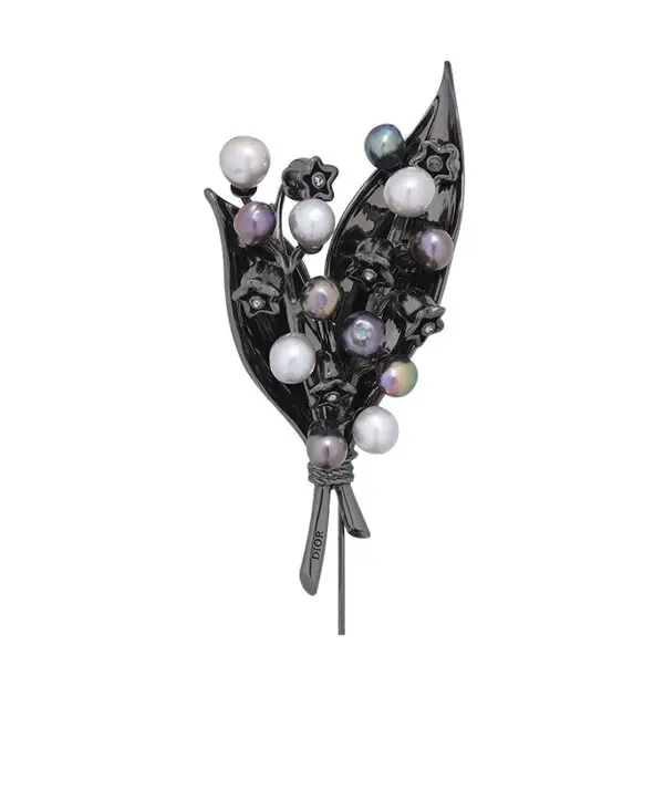 Dior Lily Of The Valley Brooch - Black