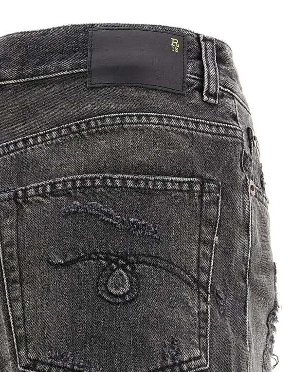 R13 Distressed High-waist Denim Hot Pants