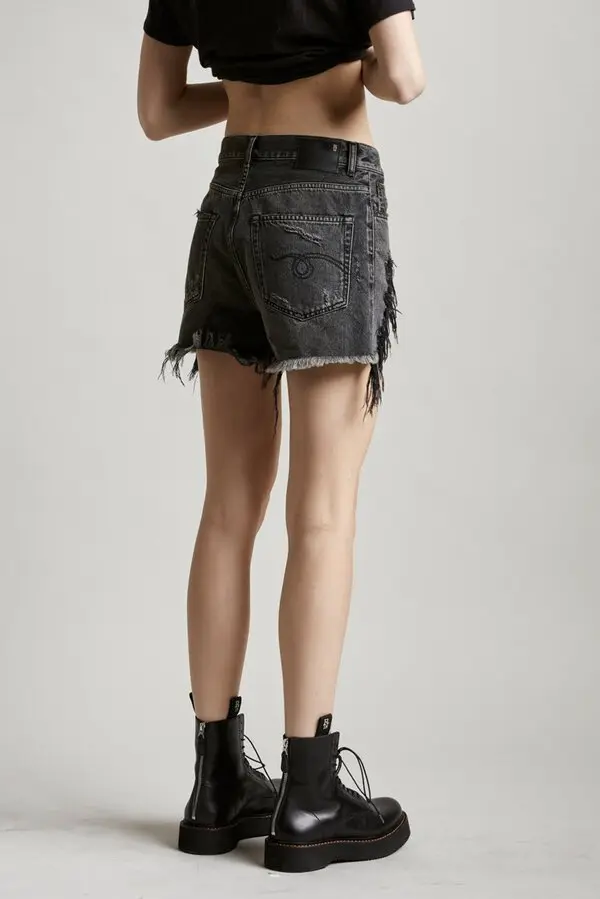 R13 Distressed High-waist Denim Hot Pants