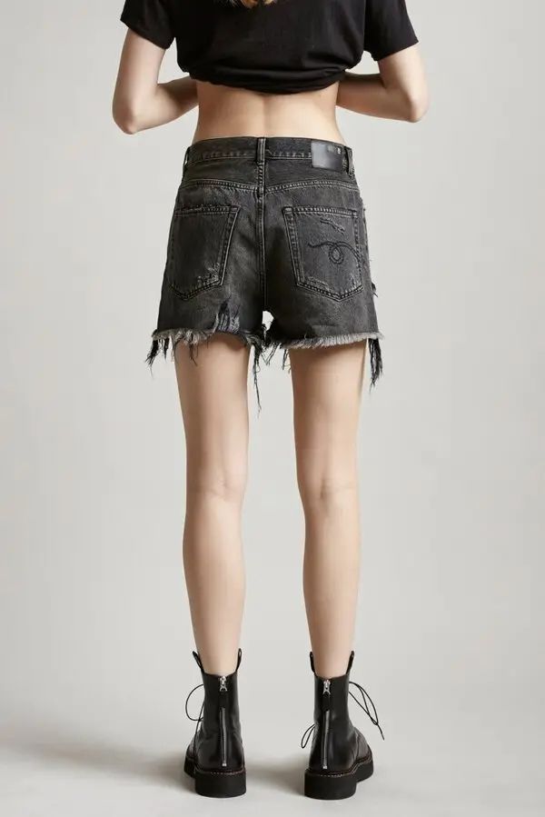 R13 Distressed High-waist Denim Hot Pants