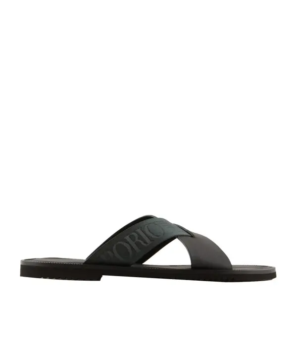Emporio Armani Logo Strap Sandals - Black