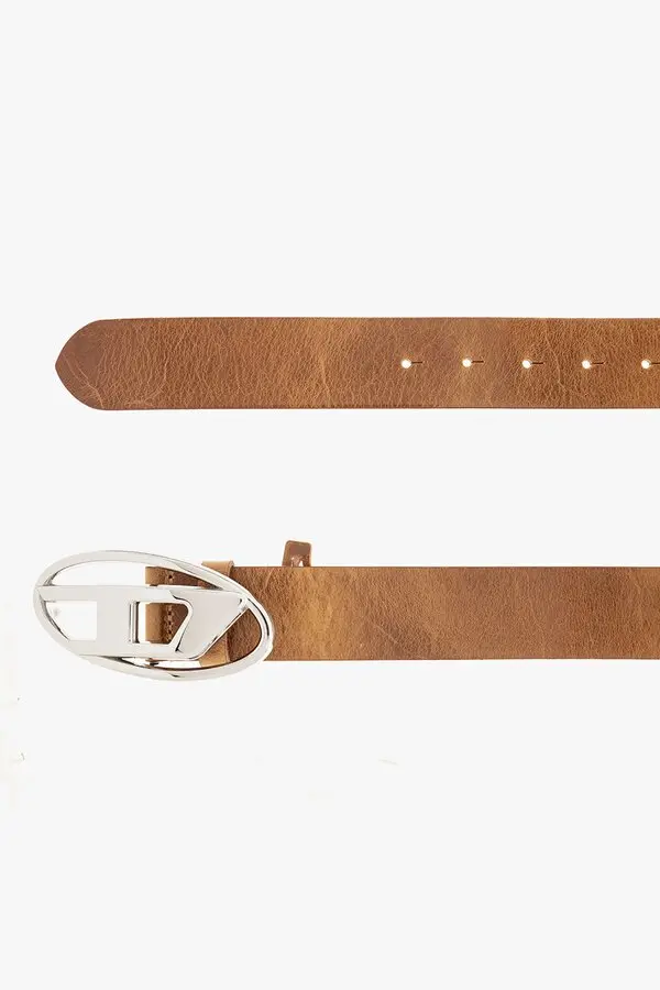DIESEL® Logo Buckle Leather Belt - Multicolor