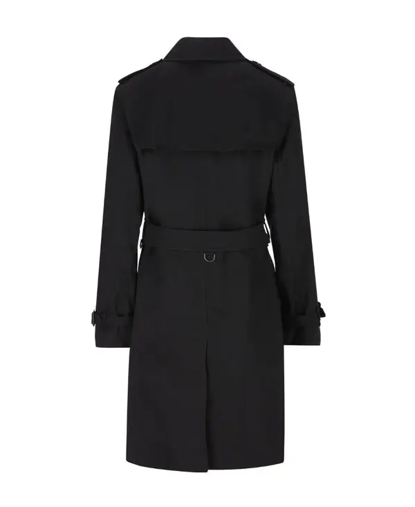 Burberry Double Breasted Belted Trench Coat - Black