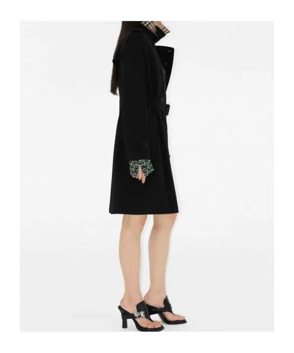 Burberry Double Breasted Belted Trench Coat - Black