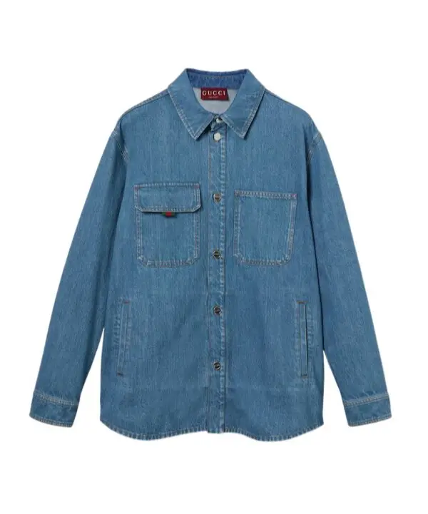 Gucci Collared Long-sleeve Denim Shirt