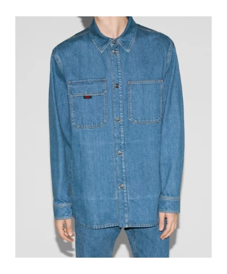 Gucci Collared Long-sleeve Denim Shirt