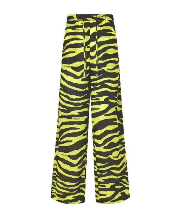 Attico Zebra Print Wide-leg Trousers - Green