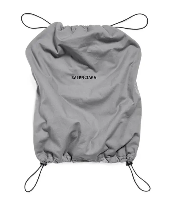 Balenciaga Cotton Poplin Sleeveless Drawstring Dress - Grey