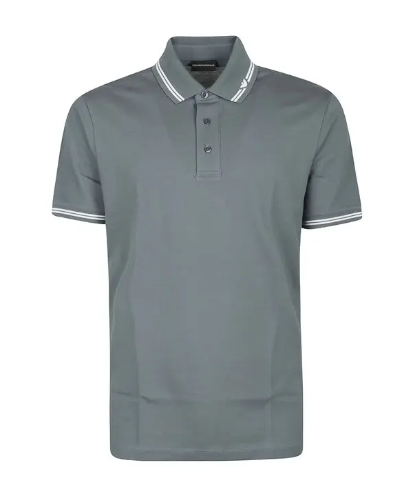 Emporio Armani Piped Collar Piqué Polo Shirt
