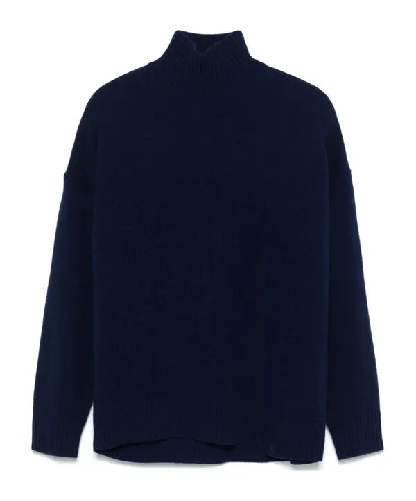 Victoria Beckham Cut-out Ribbed High Collar Sweater - Blue