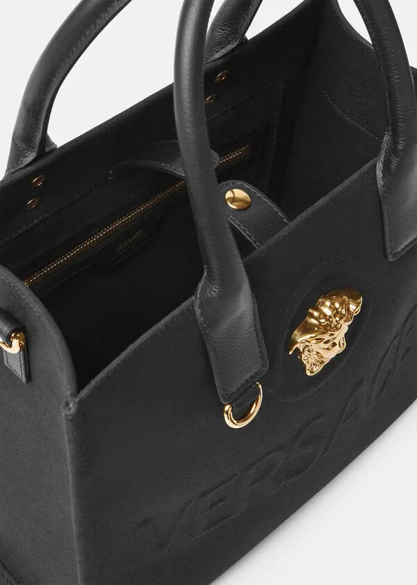 Versace Medusa Logo Embossed Tote Bag - Black