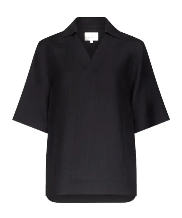 Loulou De Saison Ermo Open-neck Top - Black