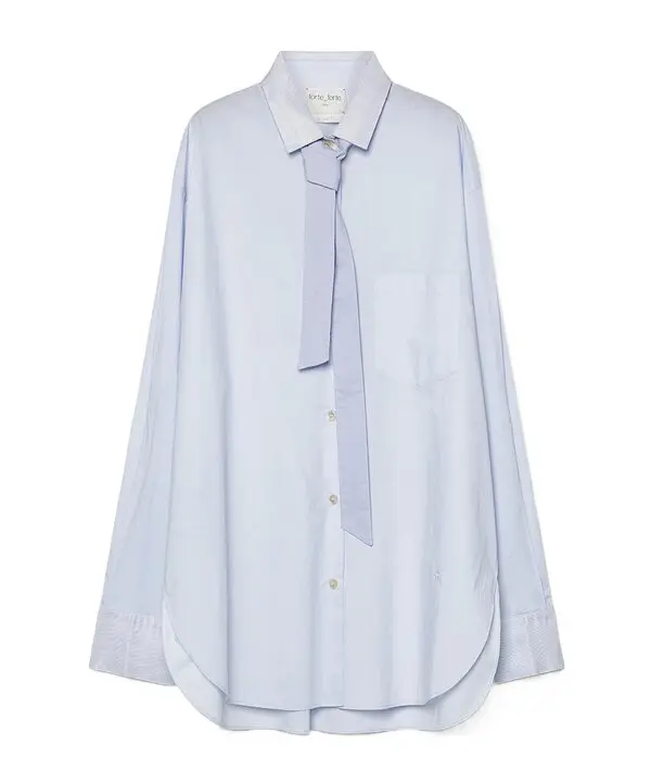 FORTE_FORTE Grosgrain-tie Poplin Shirt - White
