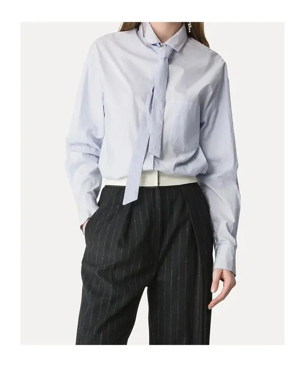 FORTE_FORTE Grosgrain-tie Poplin Shirt