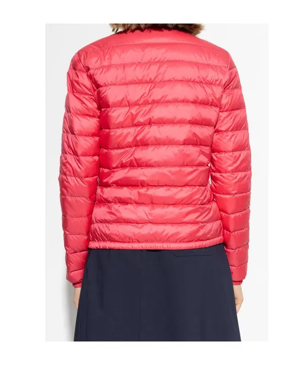 Moncler Lans Down Jacket With Horizontal Stitching And Flip Pockets - Pink