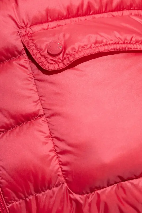 Moncler Lans Down Jacket With Horizontal Stitching And Flip Pockets - Pink